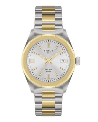 Tissot PRC 100 Solar 34mm, Bicolor, Edelstahlarmband Herrenuhr T151.822.22.031.00