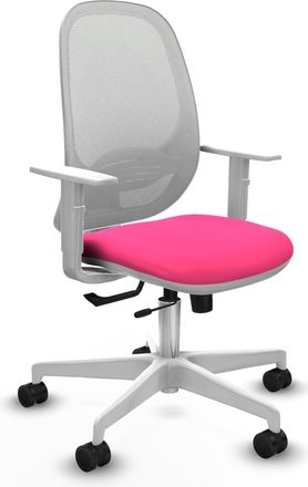 Piqueras y Crespo Schreibtischstuhl in Rosa und Wei&szlig;, zylindrisch mit wei&szlig;en Armlehnen, h&ouml;henverstellbare Lendenwirbelst&uuml;tze, ausgestattet mit Syncro/Traslack und Schne