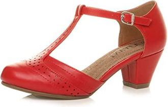 Ajvani Femmes Talon Moyen découper Chaussures Richelieu Escarpins Pointure 8 - Rouge Mat - 41 EU