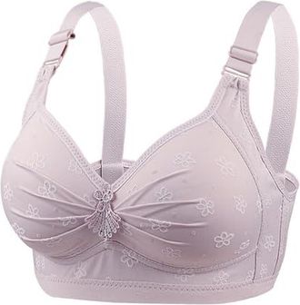 Generic Soutien-gorge d&eacute;contract&eacute; r&eacute;glable et respirant sans anneau en acier pour femme, violet clair, 68