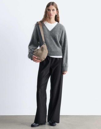 & Other Stories pantalon coupe relaxed riche en laine noir
