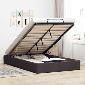vidaXL vidaXL Cadre de lit ottoman sans matelas marron fonc&eacute; 120x190 cm tissu