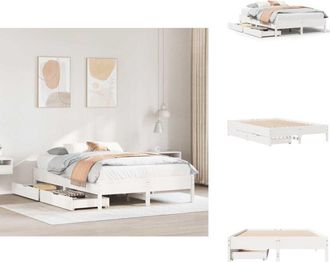 vidaXL Massivholzbett ohne Matratze Weiß 120x200 cm Kiefernholz - Bettgestell - Bettgestelle - Schlafzimmermöbel - Schlafzimmerbett