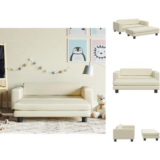 vidaXL Baby- & Kleinkindm&ouml;bel - Living Kindersofa mit Hocker Creme 100x50x30 cm Kunstleder - Creme