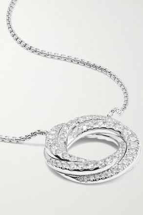 David Yurman Crossover Kette Aus 18 Karat Weißgold Mit Diamanten - Silber