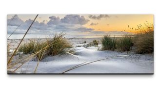 Paul Sinus Art Ivi König Wandbild 100x40cm Sylt Strand Abendröte Sonnenuntergang Traumhaft Wolken Meer