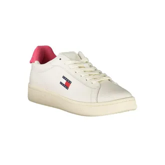 Tommy Hilfiger Contrast-Heel Leather & Polyurethane Sneaker - White