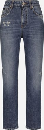 Dolce & Gabbana Boyfriend-jeans Aus Mittelblauem Denim - Frau Denim Mehrfarbig Baumwolle 36