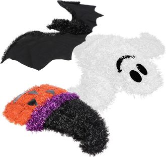 Cabilock 3 Stück Gruselige Halloween-kürbis-Dekorationen Tür-hängedekorationen Fledermaus Weißer Geist Und Kürbishut Für Partyzubehör