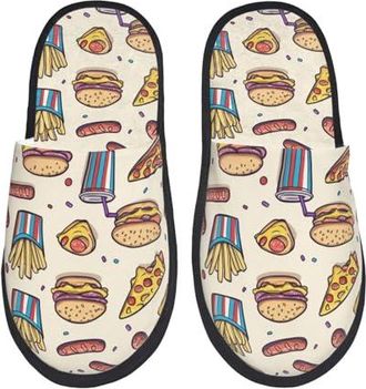 Generic Chaussons Femme Homme Burger Pizza Frites Imprimer Chausson Hommes Confort Doux Chaude Pantoufles, Pour Femmes, Mariage, Intérieur Extérieur, M