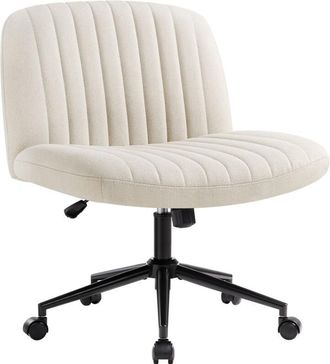 IntimaTe WM Heart Chaise de bureau sans accoudoirs r&eacute;glable en hauteur - Dossier courb&eacute; - Assise rembourr&eacute;e - Roulettes antid&eacute;rapantes - Beige - Intimate Wm Heart