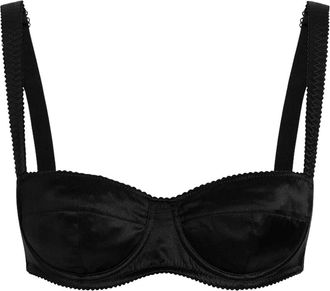 Dolce & Gabbana Femme, Sous-v&ecirc;tements, Noir, Taille: 95B FR Silk Satin Balconette Bra