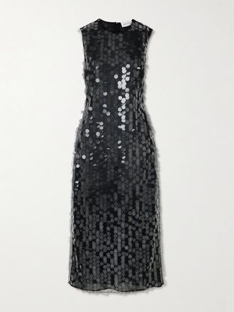 16Arlington Tovia Midikleid Aus T&uuml;ll Mit Pailletten - Schwarz