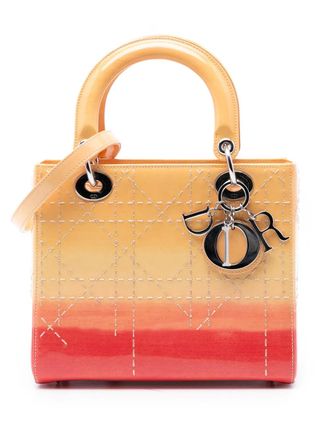 Dior 2015 Medium Ombre Patent Cannage Lady Dior satchel - Orange