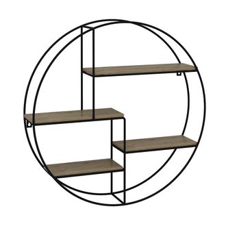 Vicco Wandregal Fyrk, h&auml;ngendes Regal, Eiche/Schwarz, 55 x 55 cm Rund