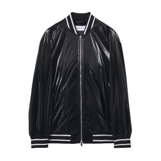 Alexander McQueen Fl&uuml;ssige Vinyl-Bomberjacke in Schwarz - - Jackets - Herren - Schwarzk - M
