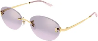 Cartier CT0642SA003 Oval Rimless Sunglasses - Gold