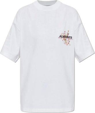 AllSaints Femme, Tops, Blanc, Taille: 36 FR T-shirt Valen Oversized Etta en Coton