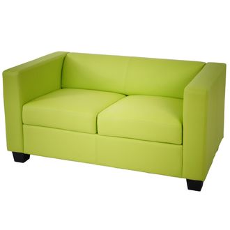 Mendler 2er Sofa Couch Loungesofa Lille - Kunstleder, hellgr&uuml;n