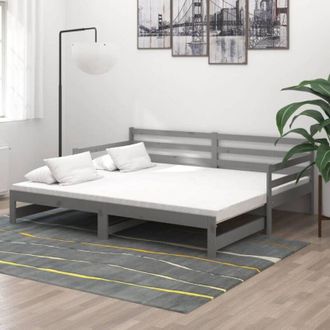 vidaXL Lit coulissant 2x(90x200) cm Gris Bois de pin massif Vidaxl