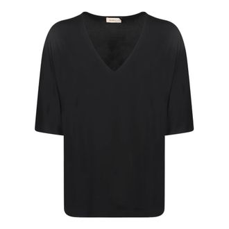 Blanca Vita Femme, Tops, Noir, Taille: 36 FR Haut Noir Col en V Manches Courtes