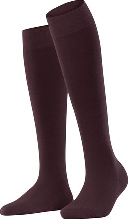 Falke Damen Kniestr&uuml;mpfe Softmerino W Kh Wolle Baumwolle lang einfarbig 1 Paar, Rot Barolo 8596, 35-36
