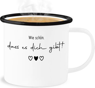 Shirtracer Emaille Becher Blechbecher - Tassen - Wie schön dass es Dich gibt - Schöne Geschenke Beste Freundin Besten Freund Partner Partnerin - 300 ml - Weiß Sc