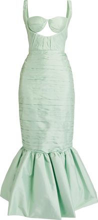 Sandra Mansour Daffodil Pleated Maxi Dress Size L