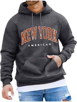 Generic Sweat a Capuche Homme Sweatshirt Hooded Sweatshirt &agrave; Capuche Homme, Pullover &agrave; Manches Longues avec Imprim&eacute; Ville, Casual et Textur&eacute;