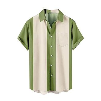 Generic Chemise hawa&iuml;enne tropicale boutonn&eacute;e &agrave; manches courtes pour homme, chemise hawa&iuml;enne palmier des Cara&iuml;bes, bloc de couleurs, style d&eacute;contract&eacute;, graph