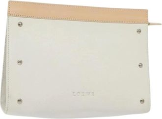 Loewe unisex, Pre-owned, Blanc, Taille: ONE Size Pochette en cuir Pre-owned