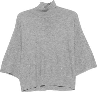 Fabiana Filippi Femme, Pulls, Gris, Taille: 38 FR Pull &agrave; col roul&eacute; orn&eacute; de sequins