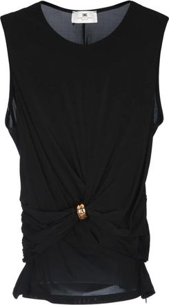 Elisabetta Franchi Femme, Blouses et Chemises, Noir, Taille: 40 FR Top en jersey avec d&eacute;tail bijou