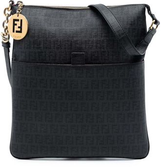 Fendi Hobo Bags - Zucchino Coated Canvas Charm Zip Crossbody - Gr. unisize - in Schwarz - f&uuml;r Damen