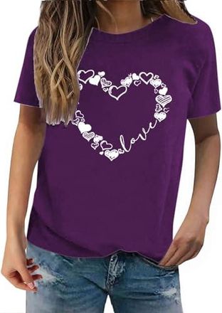 Generic Tee Shirt Femme Coton Et&eacute; Manches Courtes Basique Hauts T Shirt D&eacute;t&eacute; Occasionnelles L&acirc;che Vetement Mode Manche Courtes Chemisier Chic Et Elegant Sport