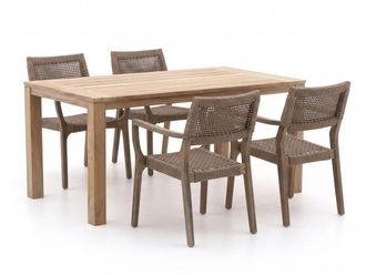 Rough Country Rustic Furniture ROUGH-L Rope/ROUGH-S 160 cm Gartenm&ouml;bel-Set 5-teilig stapelbar