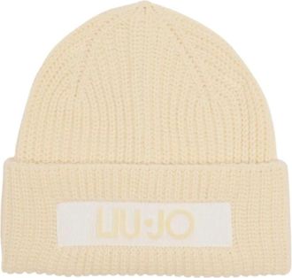 Liu Jo Femme, Accessoires, Beige, Taille: ONE Size Bonnet en tricot côtelé avec logo