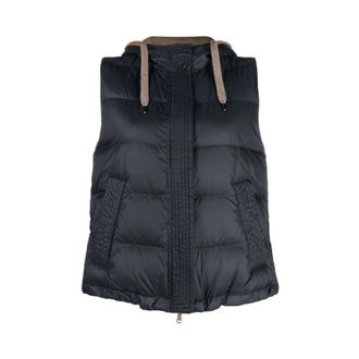 Brunello Cucinelli Gesteppter Gilet mit Kapuze - - Jackets - Damen - Blau - S