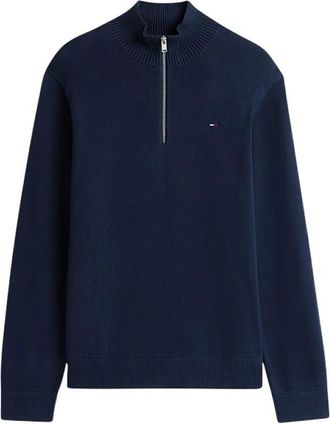 Tommy Jeans Flag Viertel-Zip Slim Jumper - - Sweatshirts & Hoodies - Herren - Blau - XL