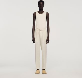 Sandro Pantalon en lin &eacute;lastiqu&eacute;