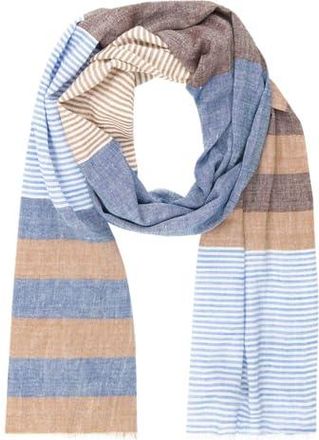 Lindenmann Scarf Homme Bleu/Beige, 55% Coton / 45% Viscose, Taille Unique, &Agrave; Rayure, 190 cm x 50 cm