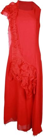 Yohji Yamamoto robe &agrave; d&eacute;tail de volants - Rouge