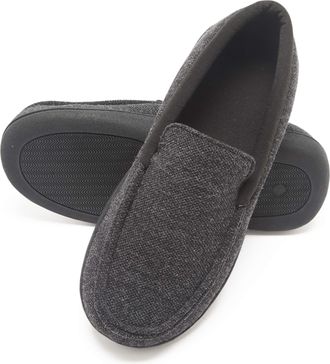 Hanes Herren Moccasin Hausschuh, Dunkles Schwarz, Small