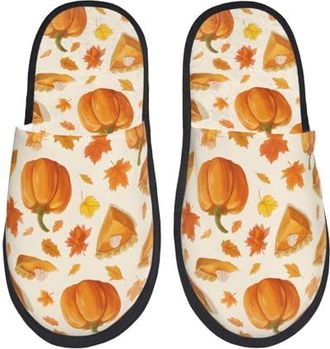 Generic Pantoufles Unisexes Imprimé Gâteau À La Citrouille DAutomne Maison Chaussures Adultes Doublées En Peluche Pantoufles À La Maison, Pour Intérieur Extér