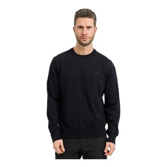 HUGO BOSS Homme, Pulls, Bleu, Taille: L Pull ras du cou avec logo brod&eacute;