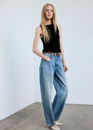 Mango Top en maille fine avec col bateau noir - Femme - XXS - MANGO