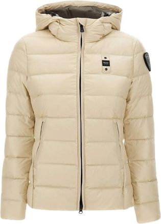 Blauer Gesteppte Charme Kapuzenjacke - Nude