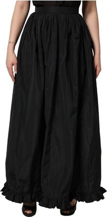 Msgm Msgm, Femme, Jupes, Noir, Taille: 40 FR High Waist Pleated A-line Long Maxi Skirt
