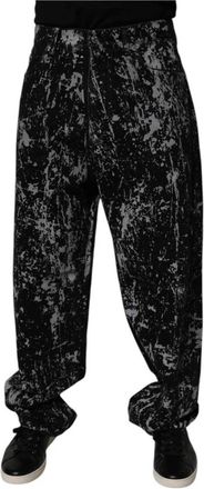 Dolce & Gabbana Homme, Pantalons, Noir, Taille: M Pantalon Imprim&eacute; &Eacute;claboussures