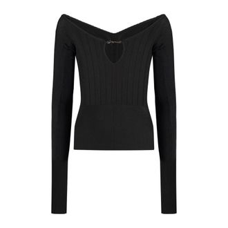 Jacquemus Pral&ugrave; Knitted Top - Femme - Pulls - Noir - Taille: 36 FR